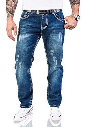 Rock Creek Rock Creek RC-2056 Jean pour homme, avec coutures épaisses, bleu, style vintage - Bleu - 29