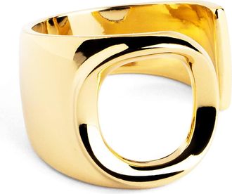 Singularu Personalisierter Signet Letter Ring. Messing mit 18 Kt Vergoldeter Beschichtung. Schmuck für Damen. Buchstabe O