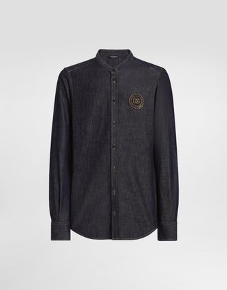 Dolce & Gabbana Hemd Martini Aus Denim Mit Patch - Mann Jeans Mehrfarbig 38