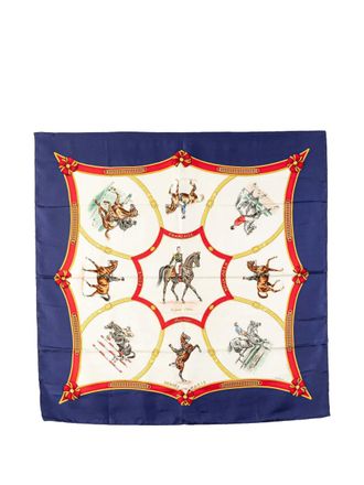 Hermès foulard École Française dÉquitation (1990-2010) - Blanc