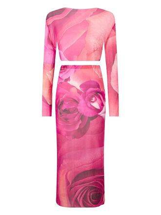 Roberto Cavalli jupe à fleurs imprimées - Rose