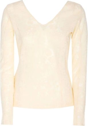 Pinko Pinko, Femme, Pulls, Beige, Taille: 42 FR V-neck Tricots