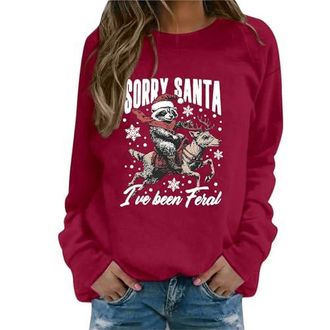 Generic Pull Moche De Noel Femme Sweat Femme Manches Longues Col Rond sans Capuche Design Mignon DéContracté Confortable Quotidien Imprimé Tendance Mode