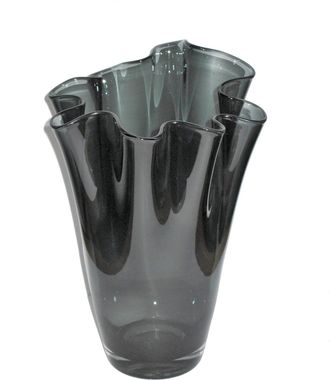 Signature Home Collection Glasvase mundgeblasen Dekovase Blumenvase grau, Glas, Rauchgrau, 21 x 21 x 30 cm