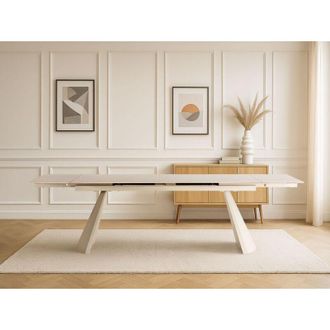 BOBOCHIC Table &agrave; manger extensible 180 &agrave; 260 cm ROMEO plateau pierre effet travertin