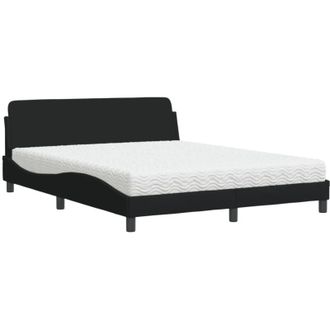 vidaXL Bett mit Matratze Dover Schwarz 160x200 cm Stoff Vidaxl
