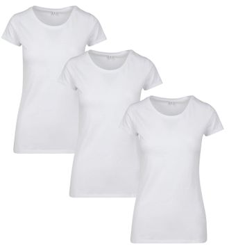 Build Your Brand Damen Ladies Merch T-Shirt 3-Pack T-Shirt,, per pack Weiß (Wht/Wht/Wht 01205), XX-Large (Herstellergröße: XX-Large)
