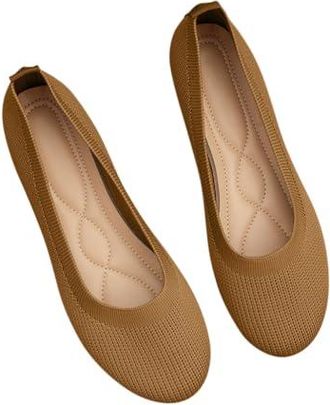 Minetom Ballerines Femme Sport Chaussures Respirantes Confortable Tricotées Pantoufles Décontractées Plates Flats Danse Chaussures A Marron 41 EU
