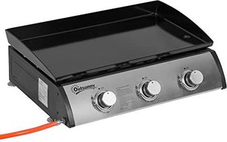 OUTSUNNY Plancha gaz en acier inox 3 brûleurs 9 kW antiadhésive grande surface de gril 61 x 35,5 cm