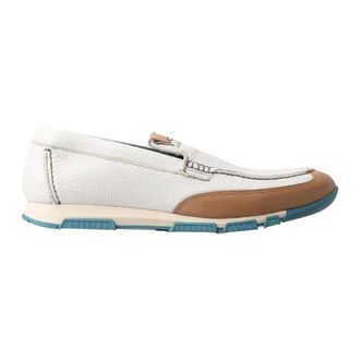 Dolce & Gabbana Leder Slipper Loafers Wei&szlig; Braun Blau - - Shoes - Herren - Mehrfarbig - 41 1/2 EU