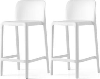 Connubia 2 Bayo-Hocker, 100% recyceltes Polypropylen, Mattes optisches Wei&szlig;