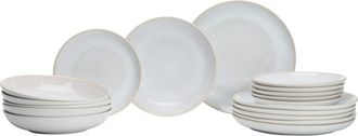 Ritzenhoff & Breker Laredo Teller-Set 18-teilig, Kombiservice mit Farbverläufen, Je 6x Speise- / Suppen- und Dessertteller, Skandinavisches Design mit Reaktivglasur, Stei