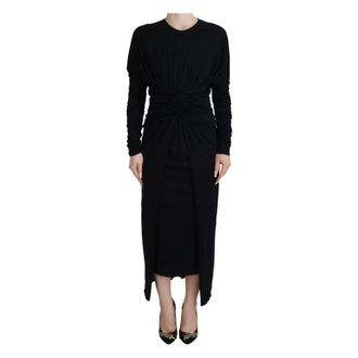 Dolce & Gabbana Femme, Robes, Noir, Taille: 32 FR Robe Noire Style Enveloppant en Laine