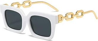 Generic 2025 designer hip-hop chaîne en métal mode lunettes de soleil boîte de tir rue décoration dombrage (couleur : A, taille : moyen)