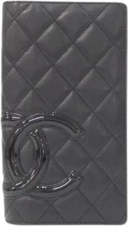 Chanel Portefeuille long Cambon Line en cuir de veau doccasion - Femme - Pre-owned - Noir - Taille: ONE Size