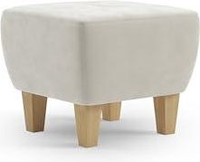 Cavadore Cavadore Hocker Vida / Polsterhocker mit massiven Holzfüßen in Buche / 52 x 46 x 52 / Mikrofaser, Naturweiß