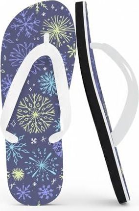 Generic Tongs color&eacute;es en forme de flocons de neige pour homme et femme - Sandales &agrave; semelle plate - Cadeaux de Saint-Valentin, Flocons de neige &eacute;toiles viole