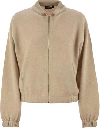Fabiana Filippi Femme, Pulls, Beige, Taille: 36 FR Veste Bomber en Tricot C&ocirc;tel&eacute;