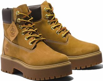 Timberland Schn&uuml;rboots TIMBERLAND STONE STREET6 INCH LACE UP WATERPROOF BOOT, Damen, Gr. 38,5, gelb (wheat), Leder, Synthetik, Schuhe Schn&uuml;rboots, Winterstiefel,