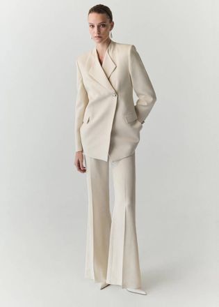 Mango Veste tailleur d&eacute;tail &agrave; rabat vanille - Femme - XS - MANGO