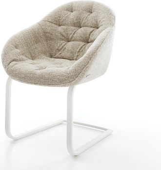 DELIFE Freischwinger Gaio-Flex Webstoff Soft Beige Freischwinger flach Weiß, Esszimmerstühle