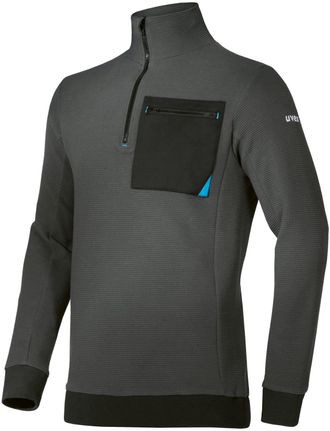 Uvex Tune-Up M&auml;nner Strickpullover mit Stehkragen - Arbeitspulli mit Brusttasche - Dunkelgrau - 3XL