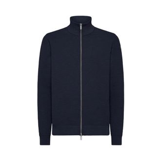 Roberto Ricci Design Velvet Ottoman Cardigan - - Sweatshirts & Hoodies - Herren - Blau - XL