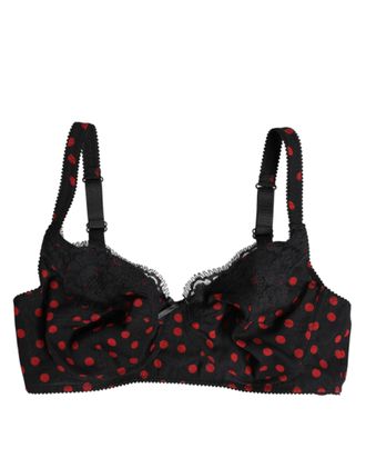 Dolce & Gabbana Womens Black Red Polka Dot Underwired Balconette Underwear And Silk Elastane Clothing