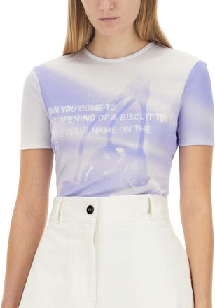 Jil Sander Logo-Embellished Viscose T-Shirt - Blue