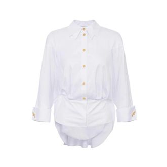Elisabetta Franchi Cotton Jacquard Popeline Hemd - - Blouses & Shirts - Damen - Wei&szlig; - M