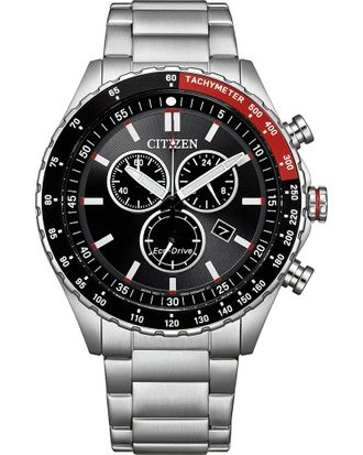 Citizen Eco-Drive Sport Chronograph, Edelstahl schwarz, 43mm Herrenuhr AT2566-88E
