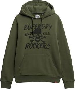Superdry Veste à capuche noire pour homme avec tête de mort, Vert militaire., M