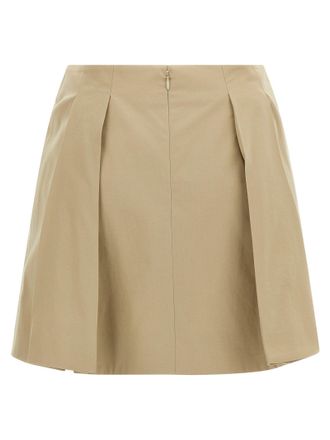 Balmain Pleated Mini Skirt with Chain Detail Skirt - Beige
