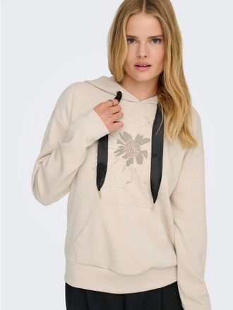 Only Sweatshirt ONLFANCY L/S HOOD PRINT SWT Materialmix, regular fit