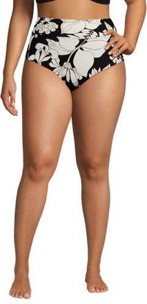 Lands End Bikinihose zum Umschlagen, High Waist,, Damen, Gr&ouml;&szlig;e:52 plus, Schwarz, Elasthan/Nylon-Mischung, by Lands End