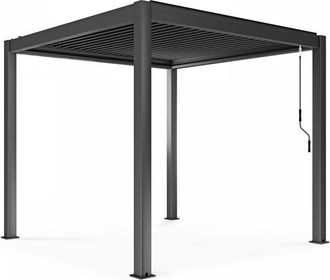 Oviala Pergola bioclimatique autoport&eacute;e gris 3 x 3 x 2.5 m