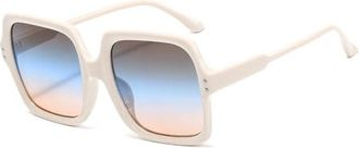 Generic Lunettes De Soleil Carr&eacute;es &Agrave; Grande Monture For Hommes Et Femmes, Id&eacute;ales For Les Trajets Quotidiens En Voiture Ou Vacances(White)
