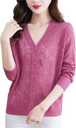 Generic Cardigan en tricot de soie pour femme - Style d&eacute;contract&eacute;, Rose, XXL