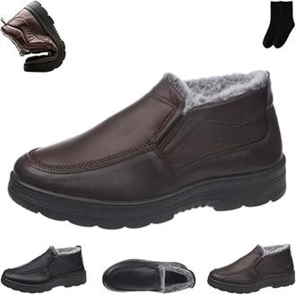 Generic Bottes orthop&eacute;diques chaudes et imperm&eacute;ables en cuir pour homme, doubl&eacute;es de fourrure, confortables, l&eacute;g&egrave;res et antid&eacute;rapantes, caf&eacute;, 42 1/3 EU