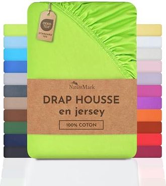 NatureMark Drap-Housse en Jersey, 100% Coton, Disponible dans de Nombreuses Tailles et Couleurs, qualit&eacute; Oeko-Tex Standard 100, 180 x 200 cm - 200 x 200 cm, Pomm