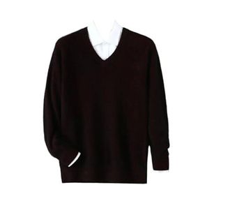 Generic Pull à manches longues en cachemire pour homme - Col en V - Décontracté - Solide et ample, 657, XXL