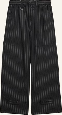 Yohji Yamamoto Y-3 Hose Mit Nadelstreifen Und Weitem Bein Aus Veredelter Wolle schwarz