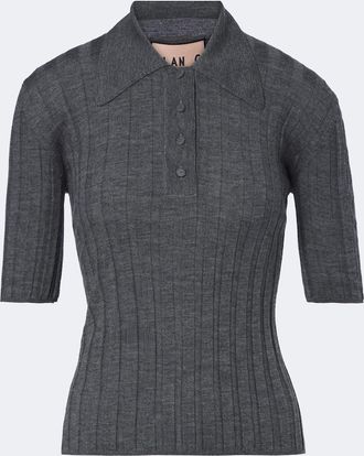 Plan C Polo-Pullover aus Wolle