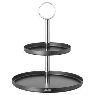 Fink zweist&ouml;ckige Etagere 34 cm rundes schwarzes Stufentablett mit Haltering