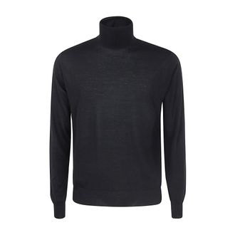 FILIPPO DE LAURENTIIS Schwarzer Merinowolle Rollkragenpullover - - Knitwear - Herren - Schwarzk - 2XL