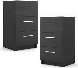 Vicco Nachttisch, Nachtkommode, Schwarz, 38 x 66 cm 2er Set