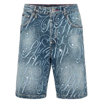 Philipp Plein Denim Shorts Formentera Logo - - Shorts - Herren - Blau - W34