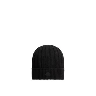 Moncler Moncler Bonnet En Maille De Laine C&ocirc;tel&eacute;e, Femme, Noir, Taille: Uni