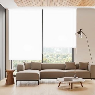 Blindecor Ara | Store enrouleur translucide uni - Blanc, 180 x 175 cm (largeur x hauteur) | Taille du tissu 177 x 170 cm | Stores pour fen&ecirc;tres