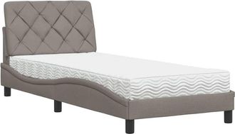 vidaXL Bett mit Matratze Taupe 90x200 cm Stoff Vidaxl